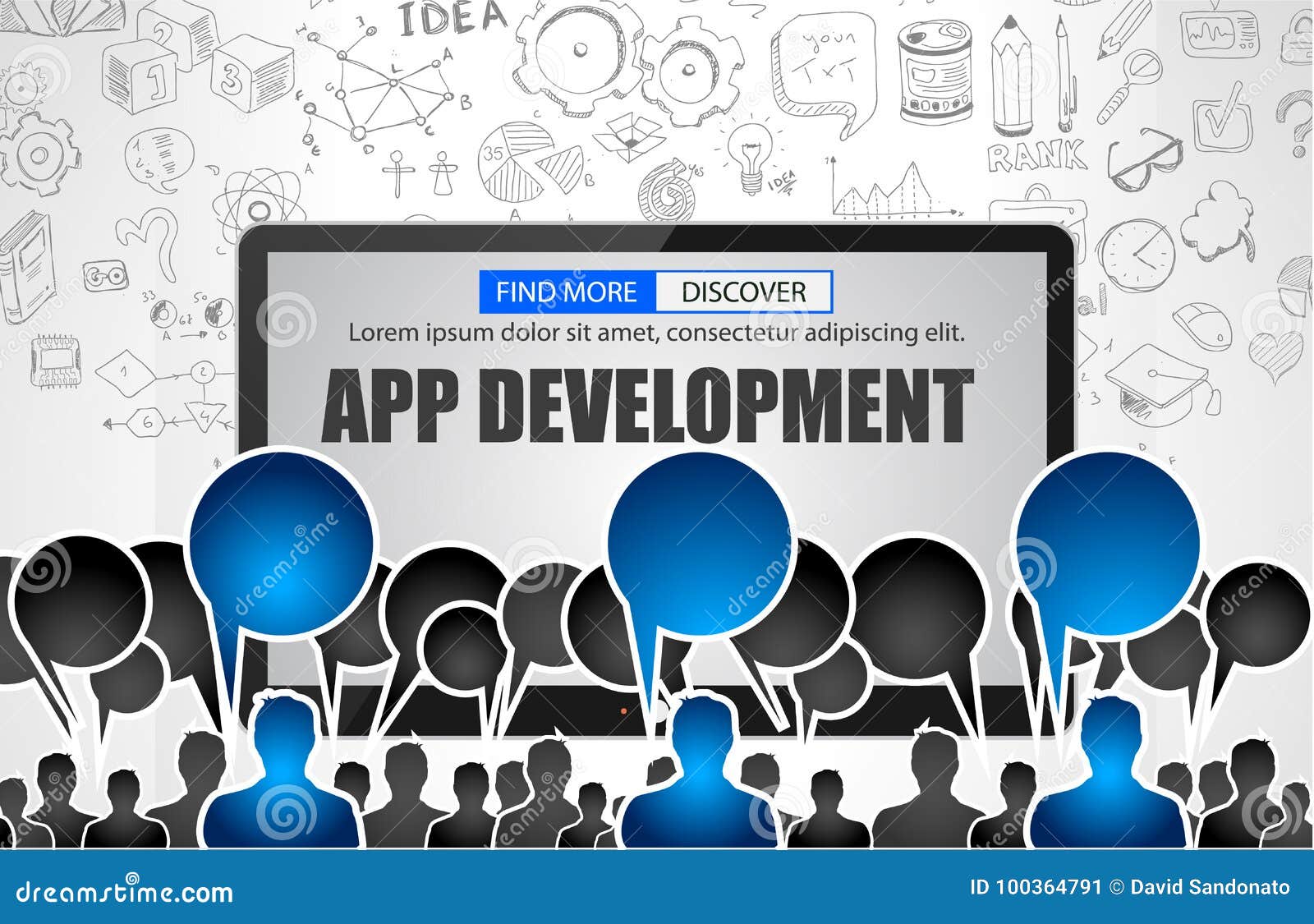 App Development Concept with Business Doodle Design Style Stock Vector ...
