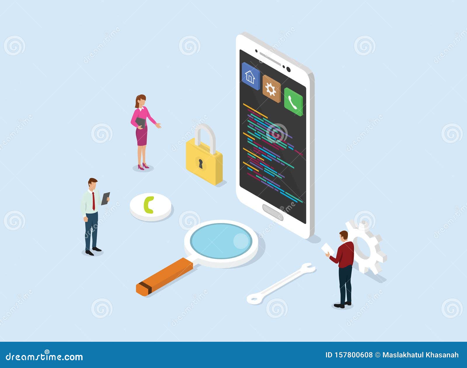 App Development Concept Business with Smartphone and Programming Script ...