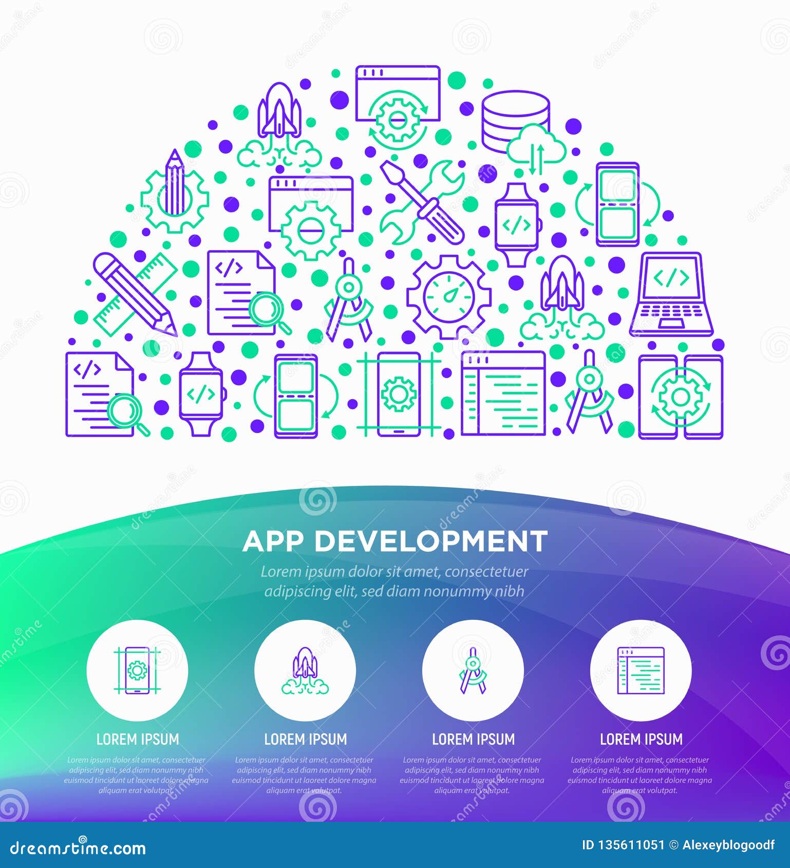 App Development Concept in Half Circle Stock Vector - Illustration of ...