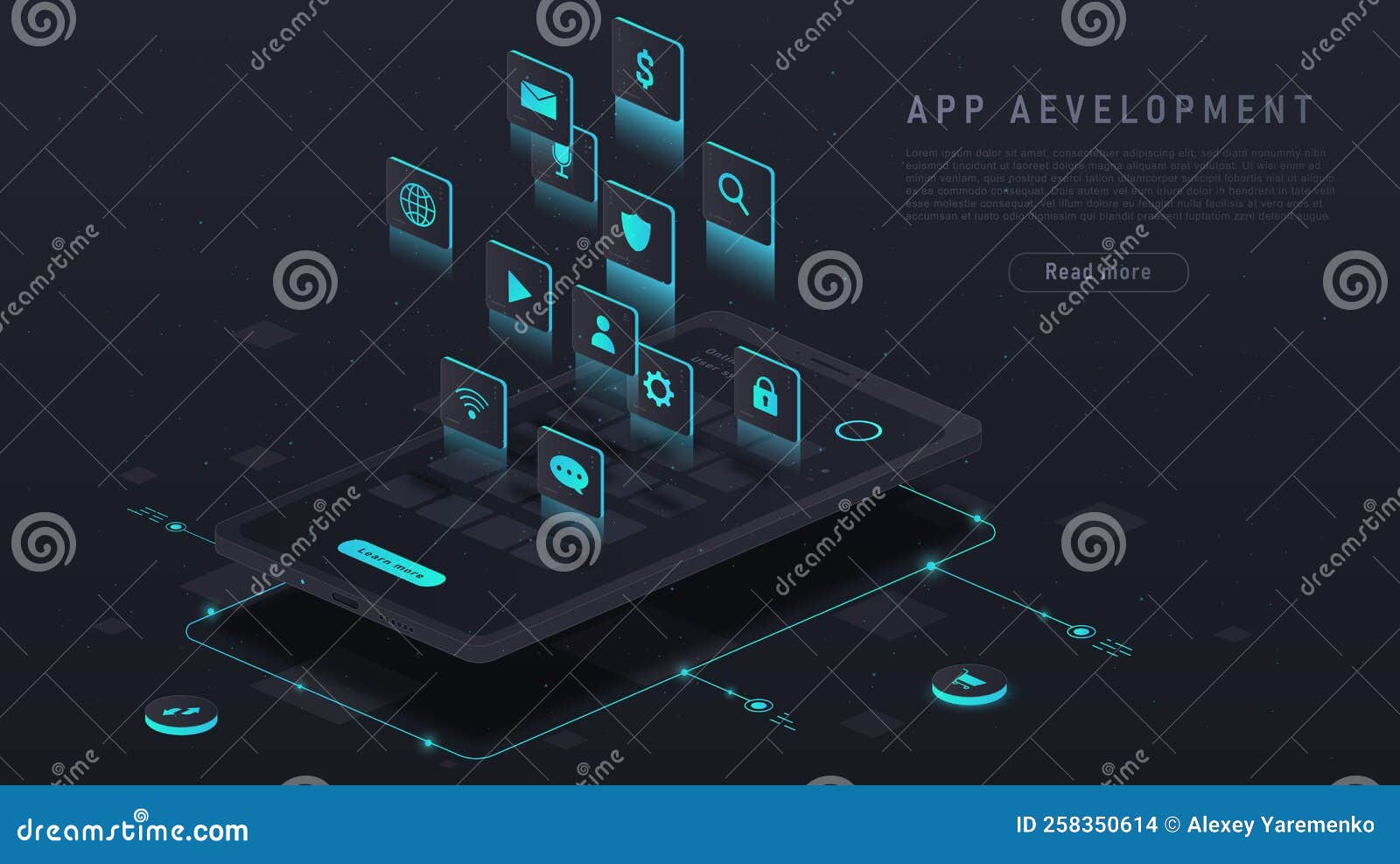 App development concept stock vector. Illustration of interface - 258350614