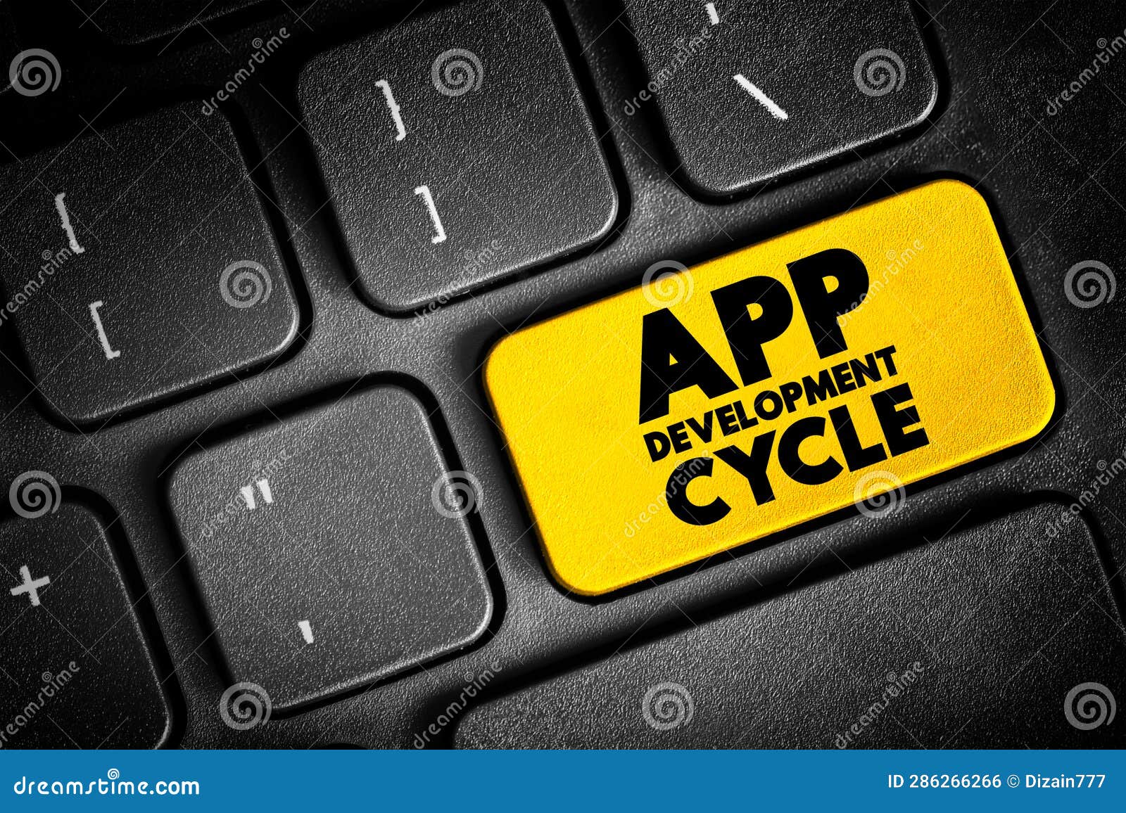 App Development Cycle Text Concept Button on Keyboard for Presentations ...