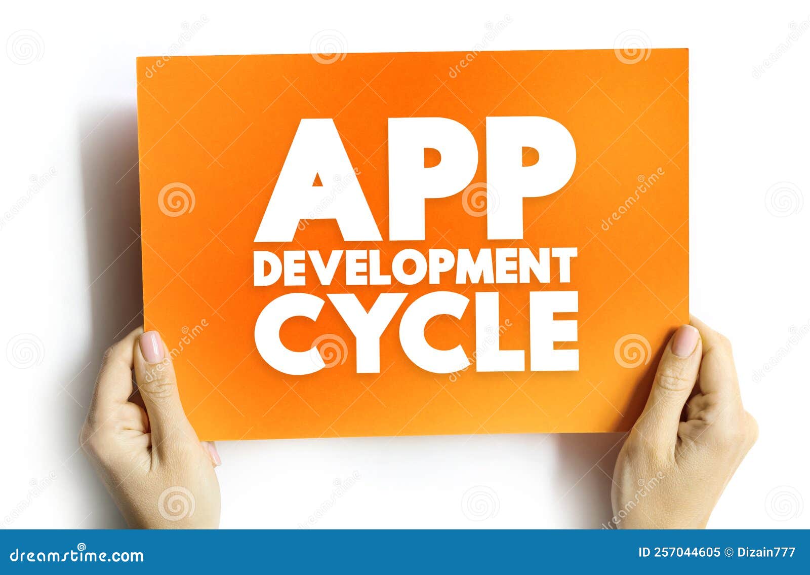 App Development Cycle Text Concept on Card for Presentations and ...
