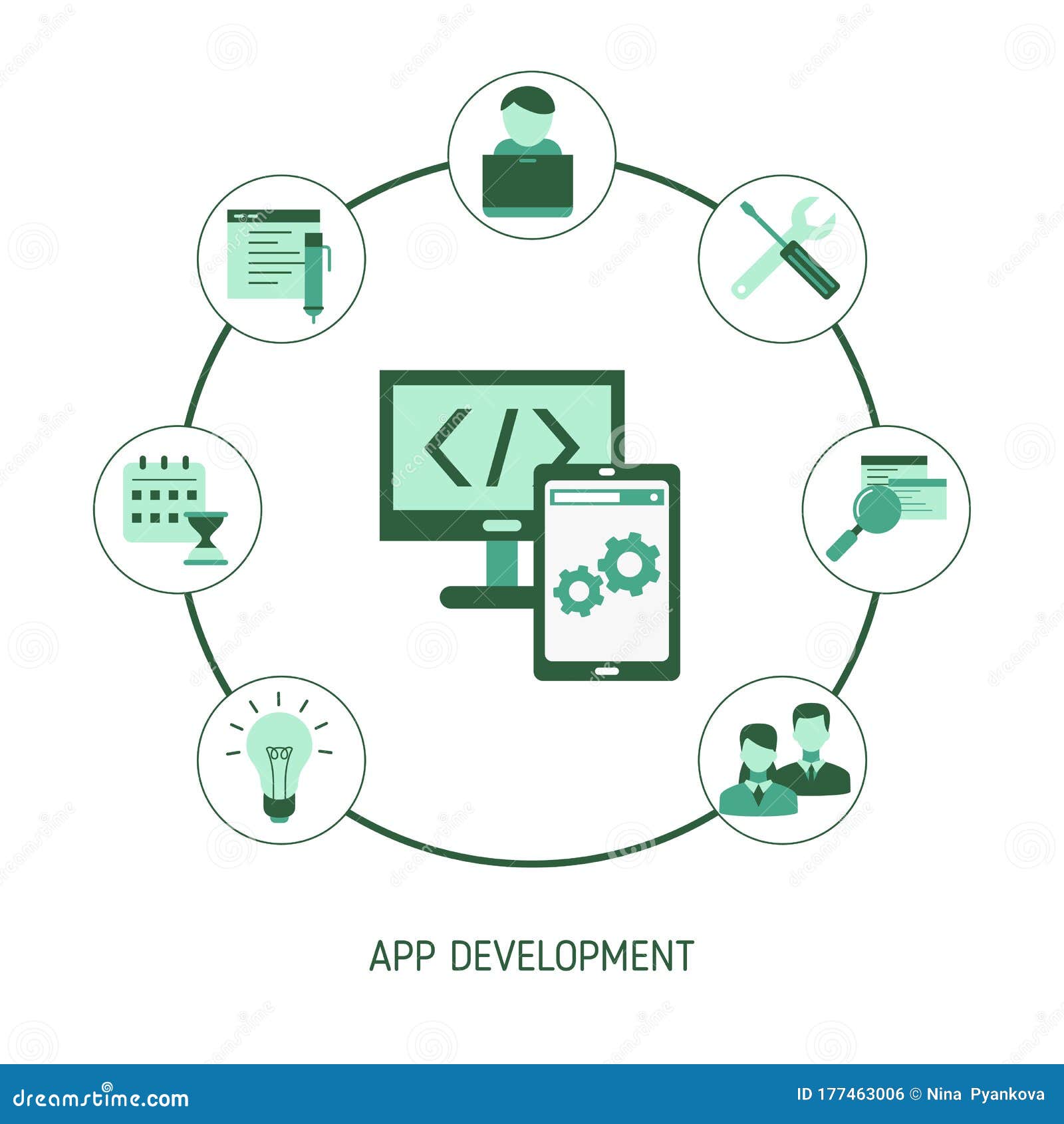App Development and Design Concept Stock Vector - Illustration of icon ...
