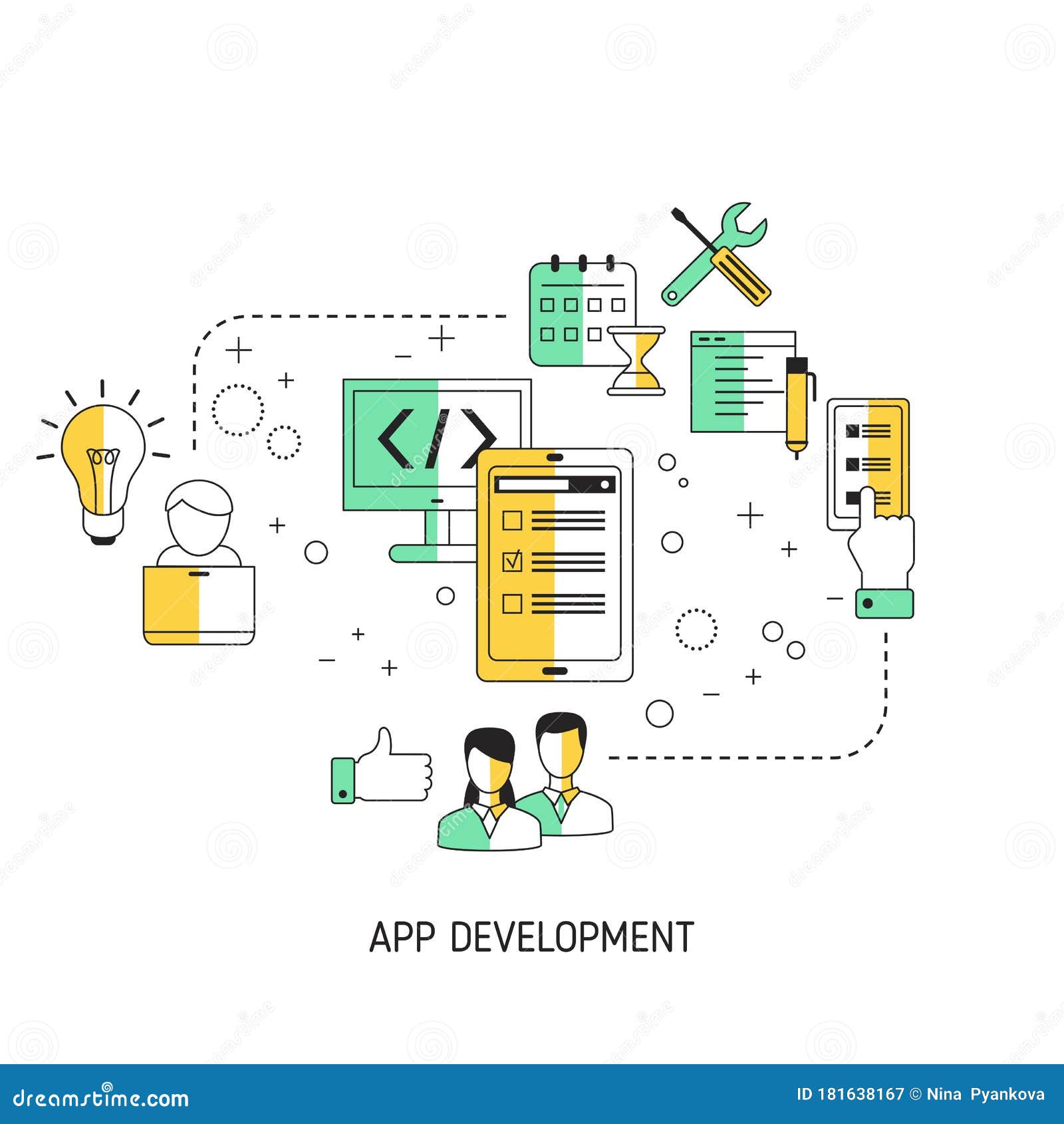 App Development and Design Concept Stock Vector - Illustration of flat ...