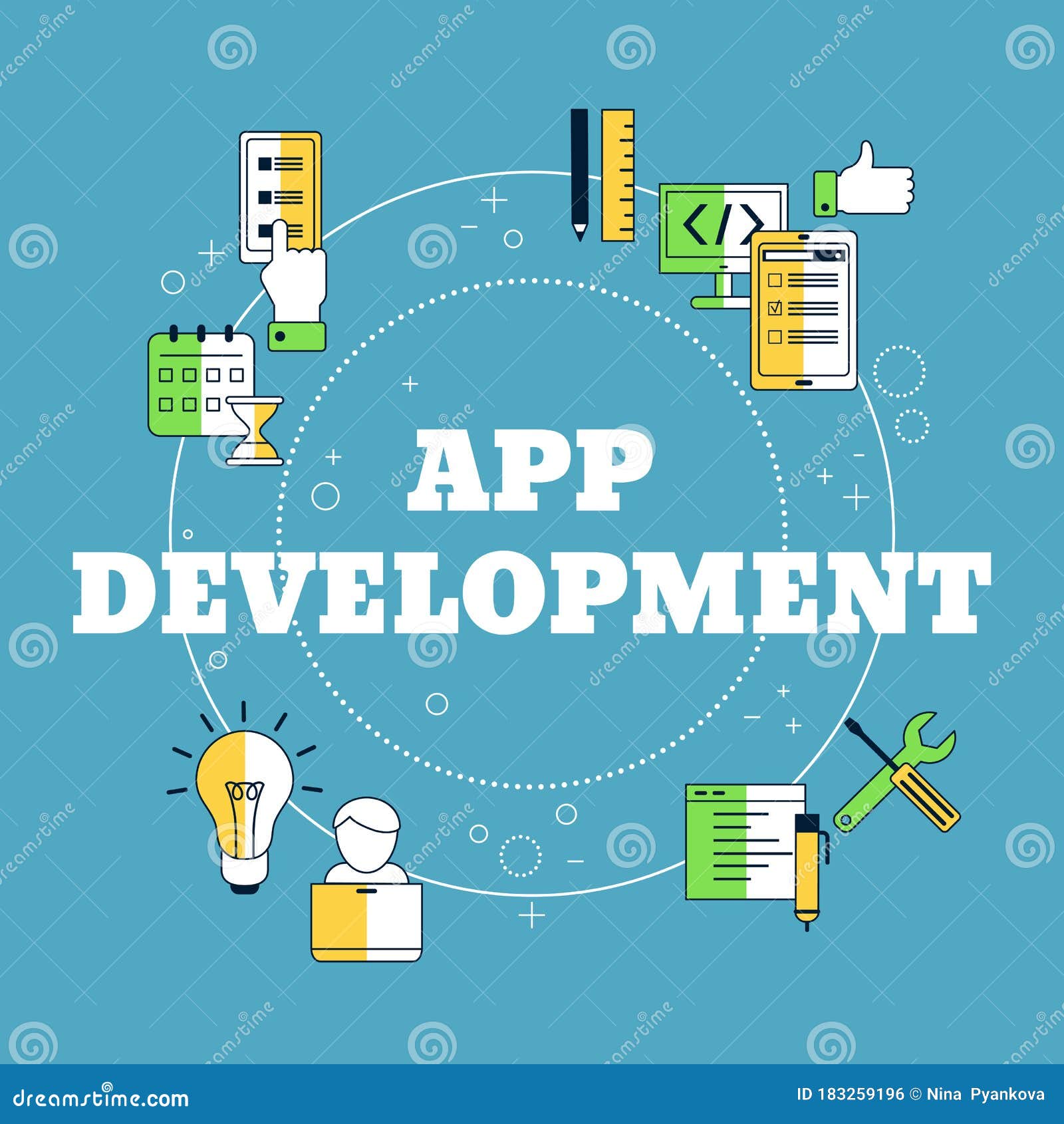 App Development and Design Concept Stock Vector - Illustration of ...