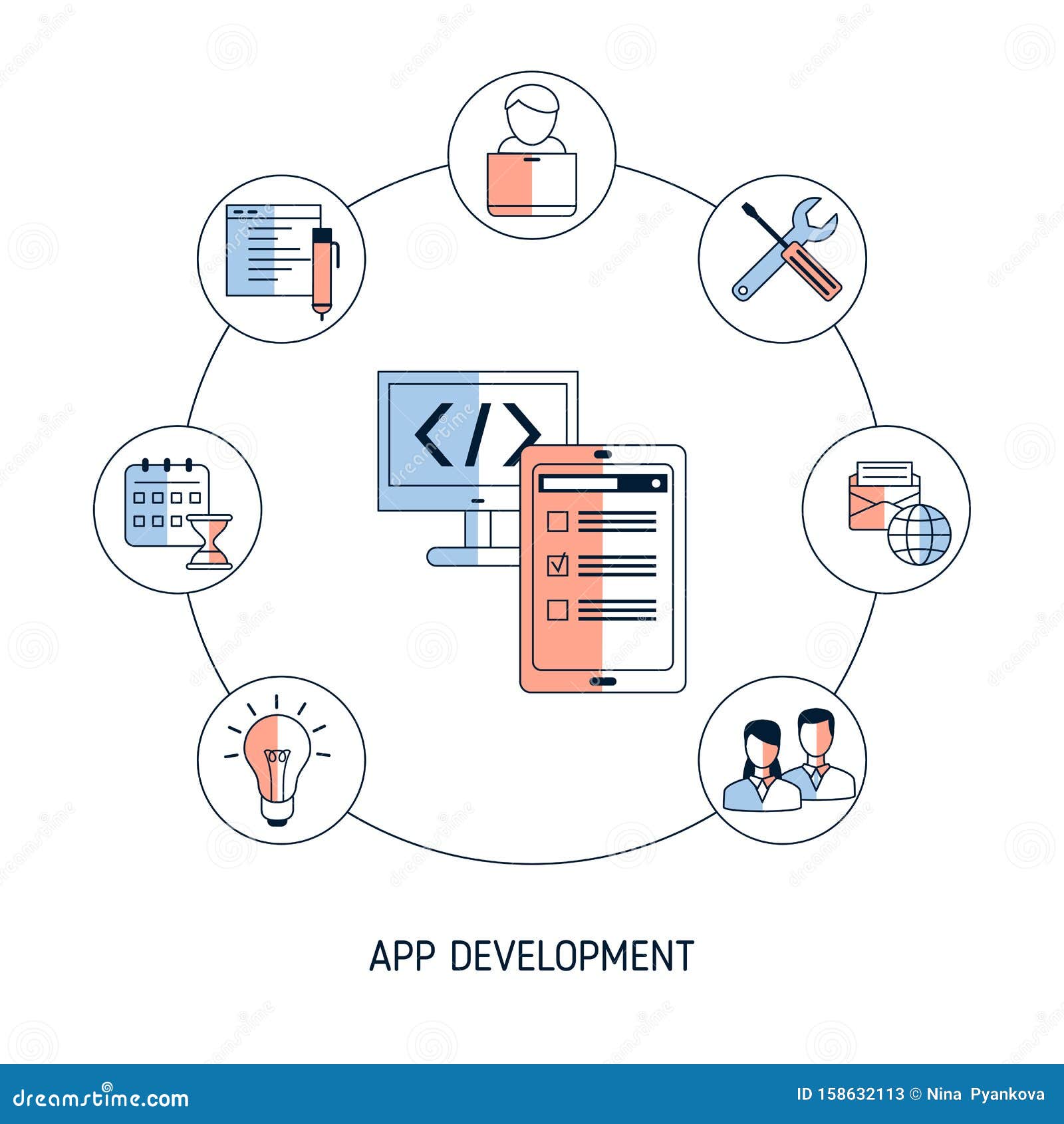 App Development and Design Concept Stock Vector - Illustration of ...
