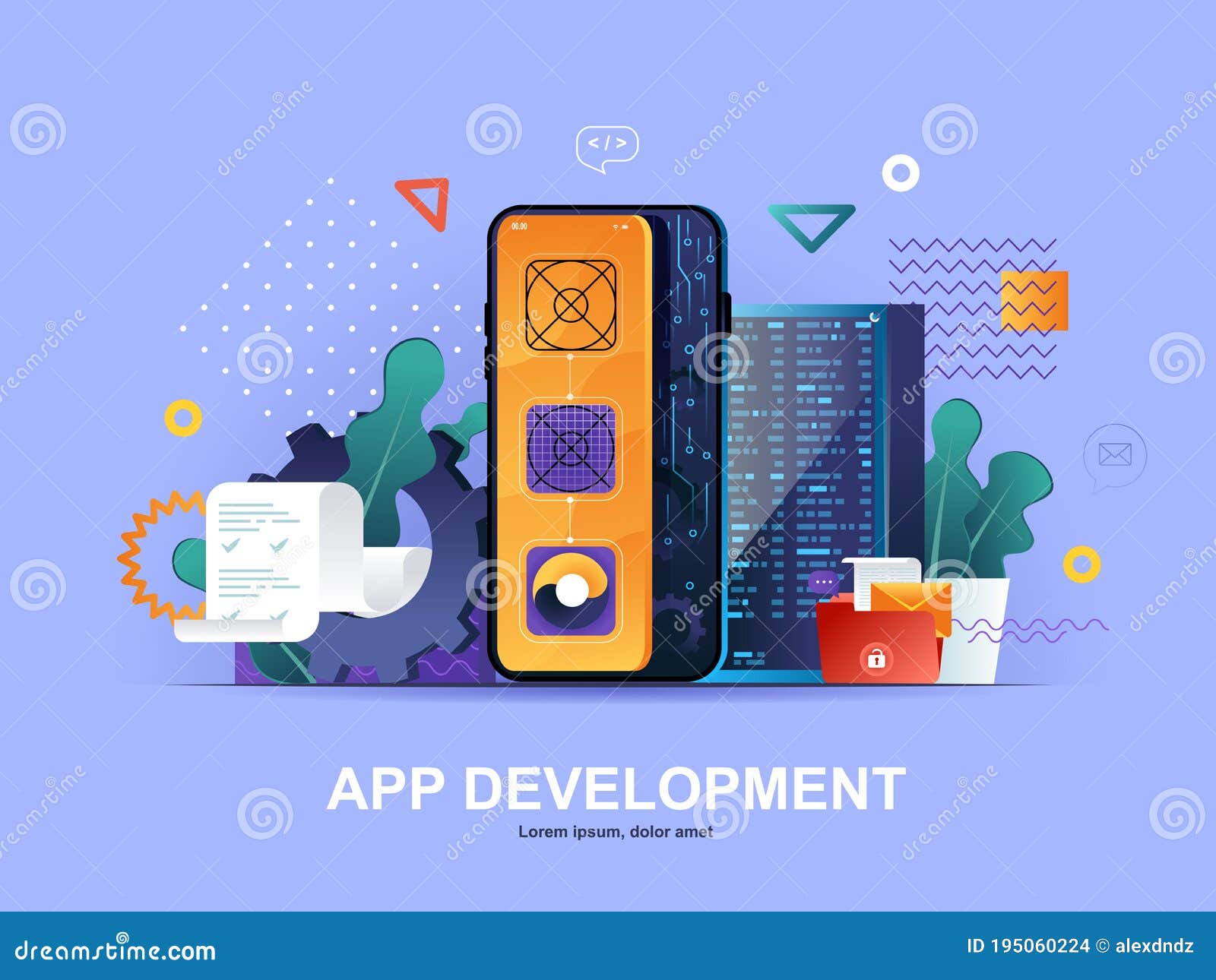 App Development Flat Concept with Gradients. Stock Vector ...