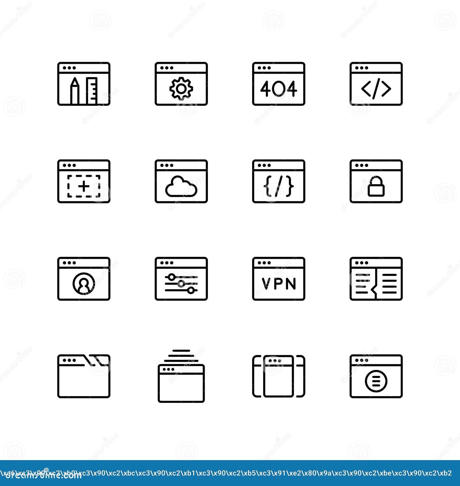 App development icon set. stock vector. Illustration of coding - 103290635