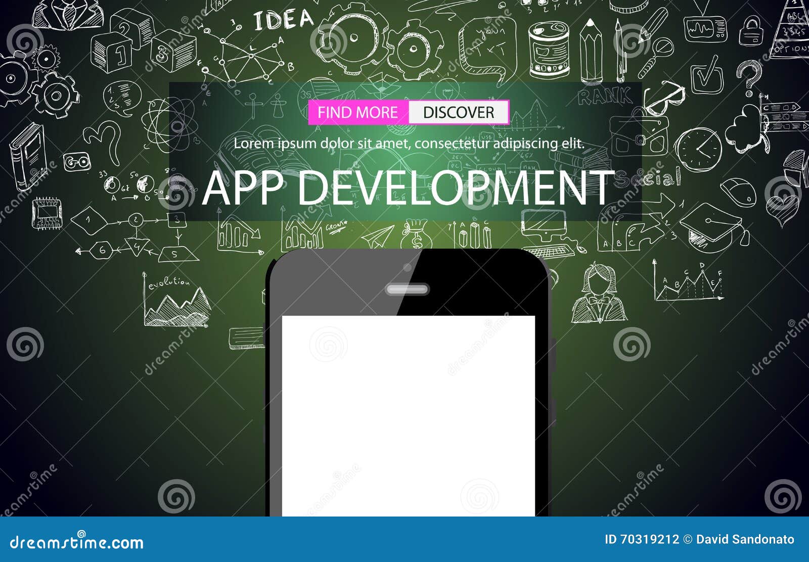 App Development Infpgraphic Concept Background with Doodle Design Style ...