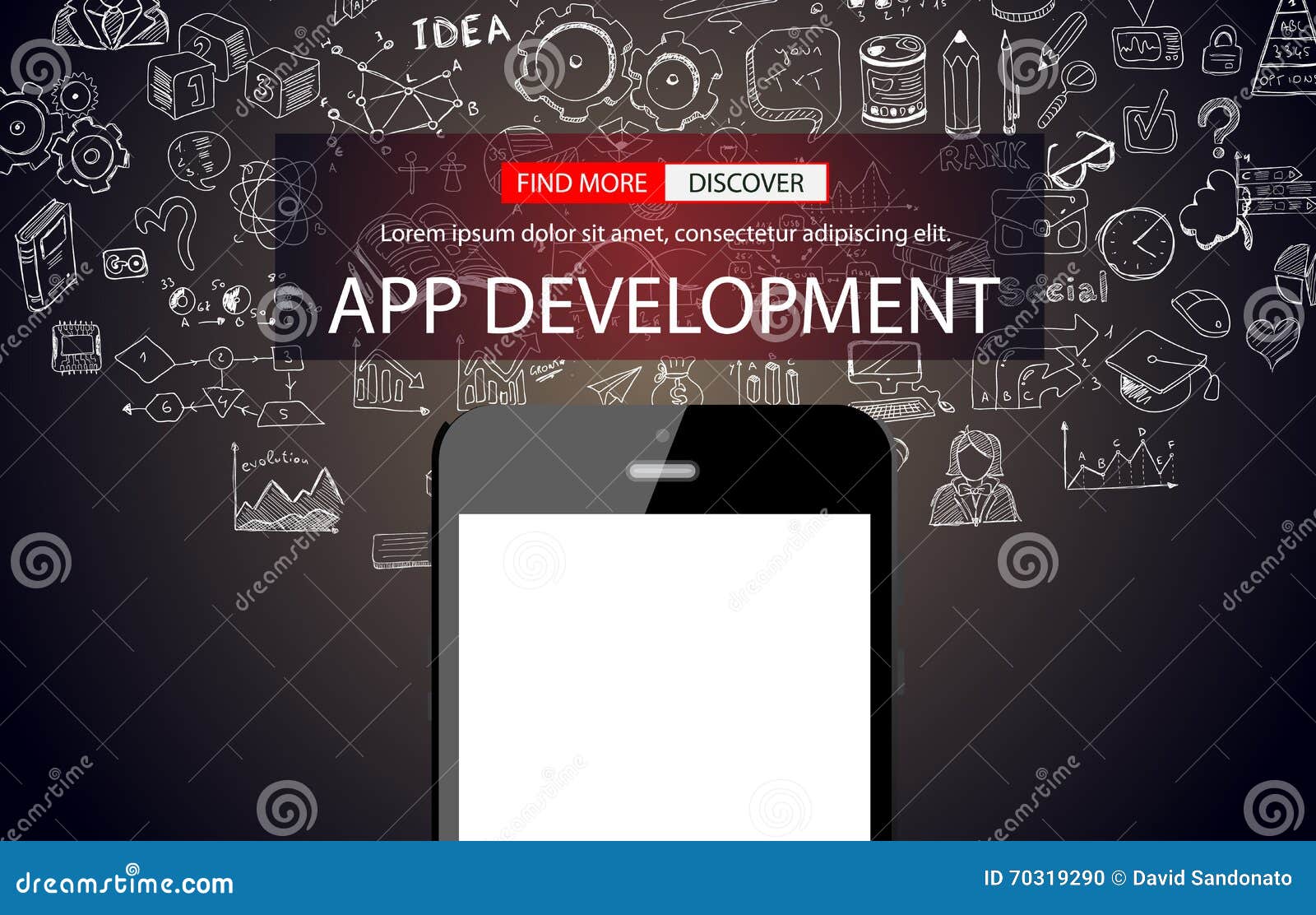 App Development Infpgraphic Concept Background with Doodle Design Style ...