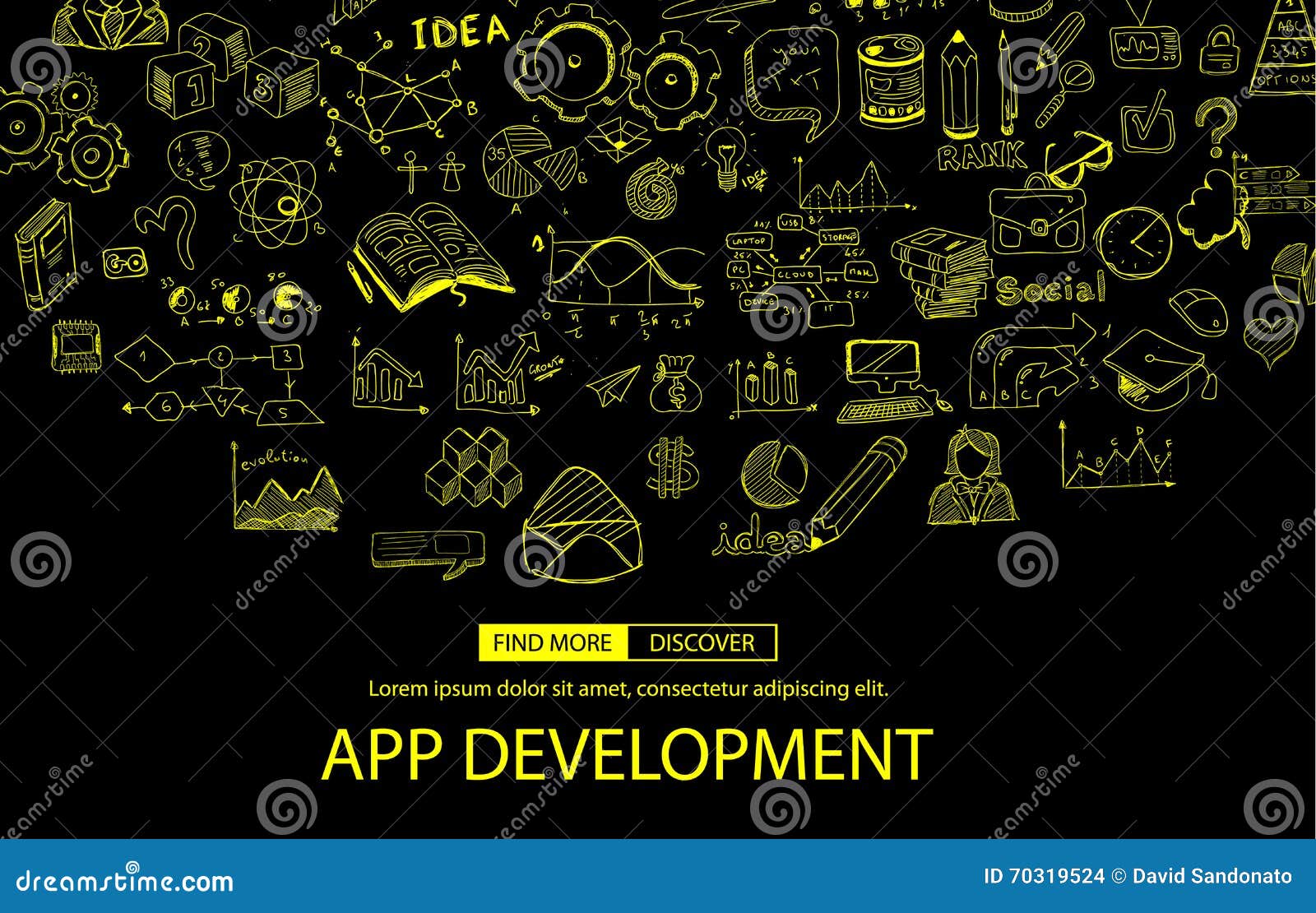 App Development Infpgraphic Concept Background with Doodle Design Style ...
