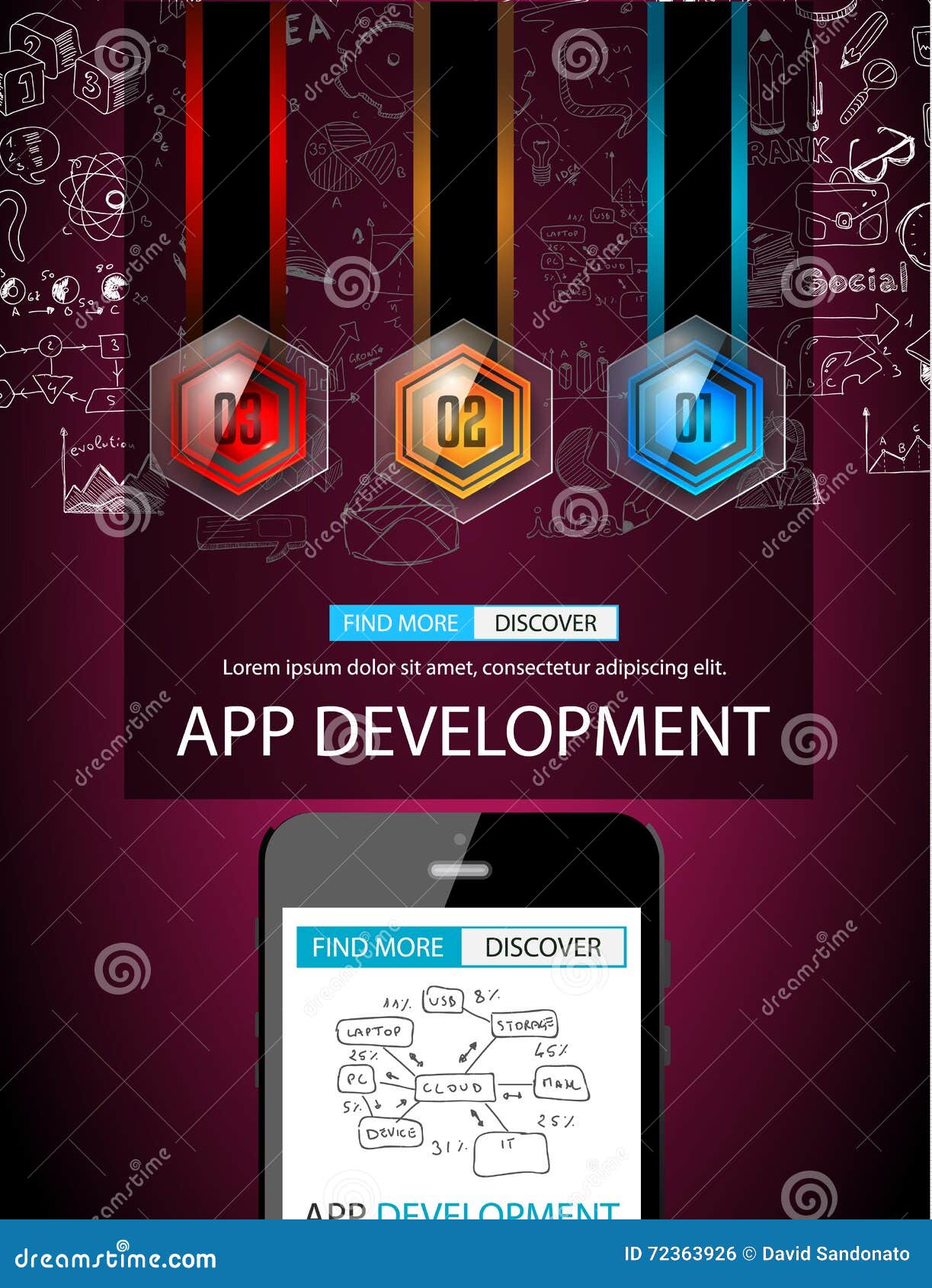 App Development Infpgraphic Concept Background with Doodle Design Style ...