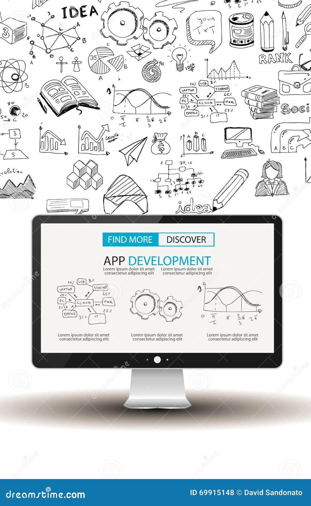 App Development Infpgraphic Concept Background with Doodle Design Stock ...