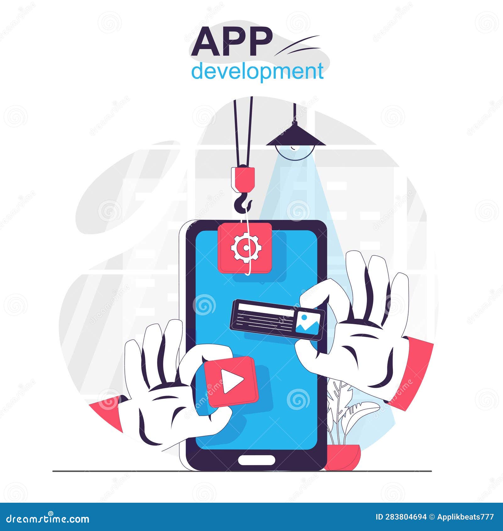 App Development Isolated Cartoon Concept. Designer Creates an Interface ...