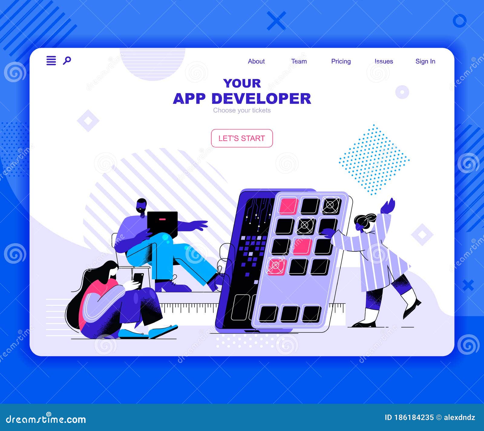 App Development Landing Page Vector Template. Stock Vector ...
