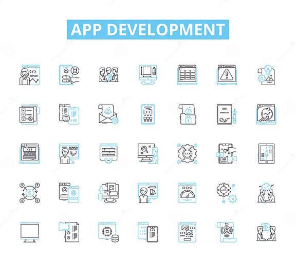 App Development Linear Icons Set. Platform, Framework, Code, Interface ...