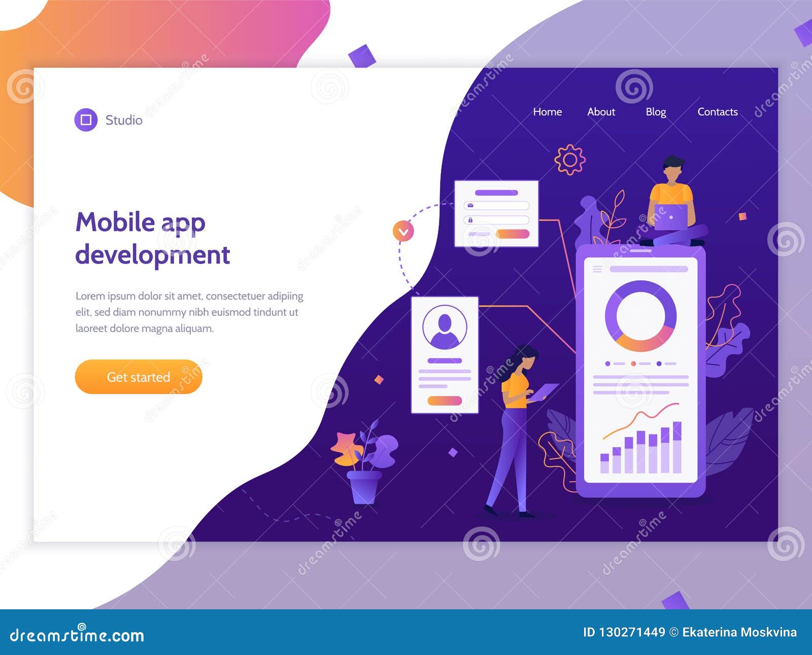 App development web banner stock illustration. Illustration of process ...