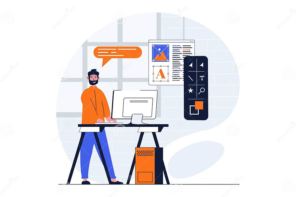 App Development Web Concept with Character Scene. Vector Illustration Stock Vector ...