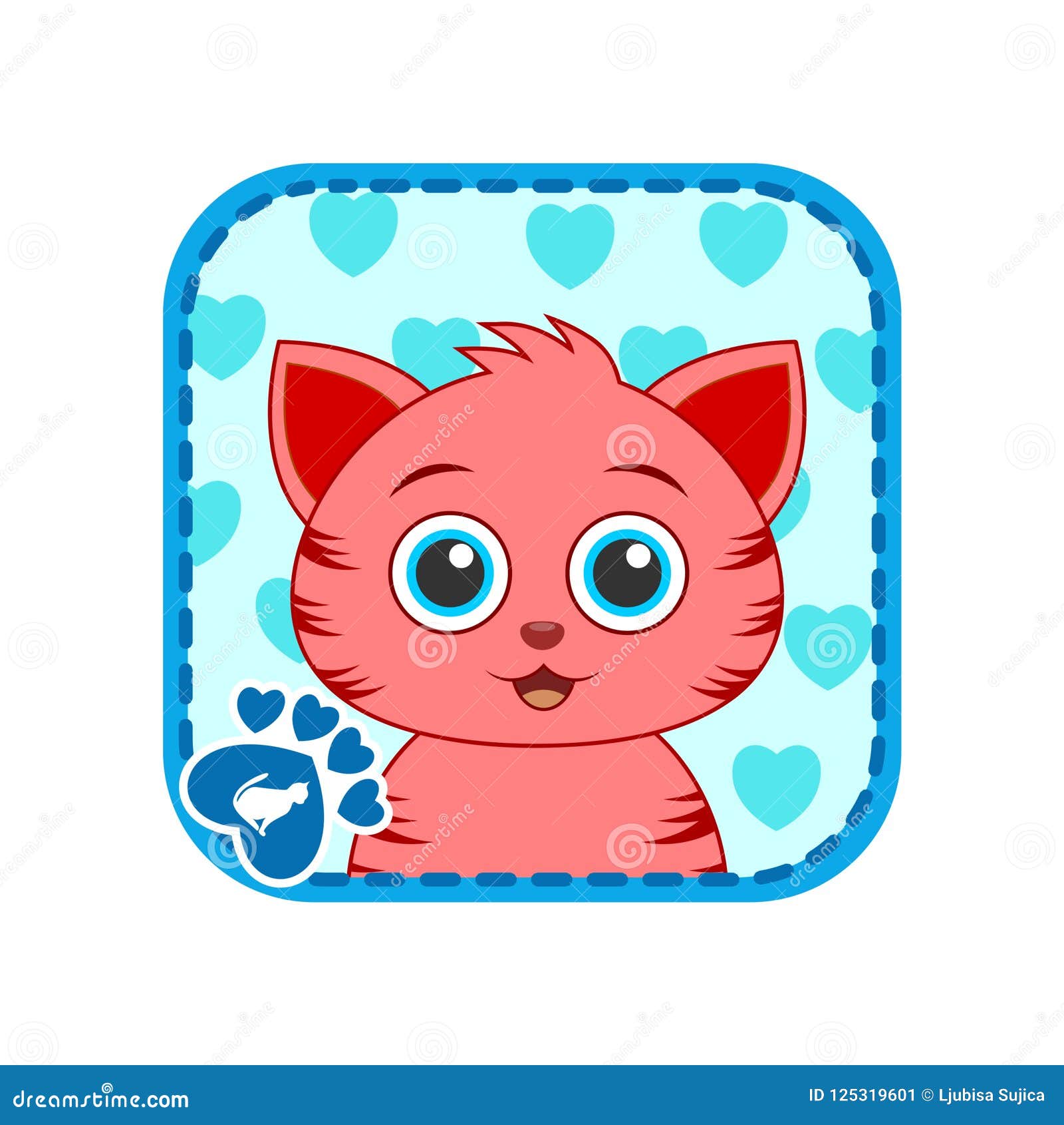 App Icon with Cute Red Cat Face Stock Vector - Illustration of cartoon ...