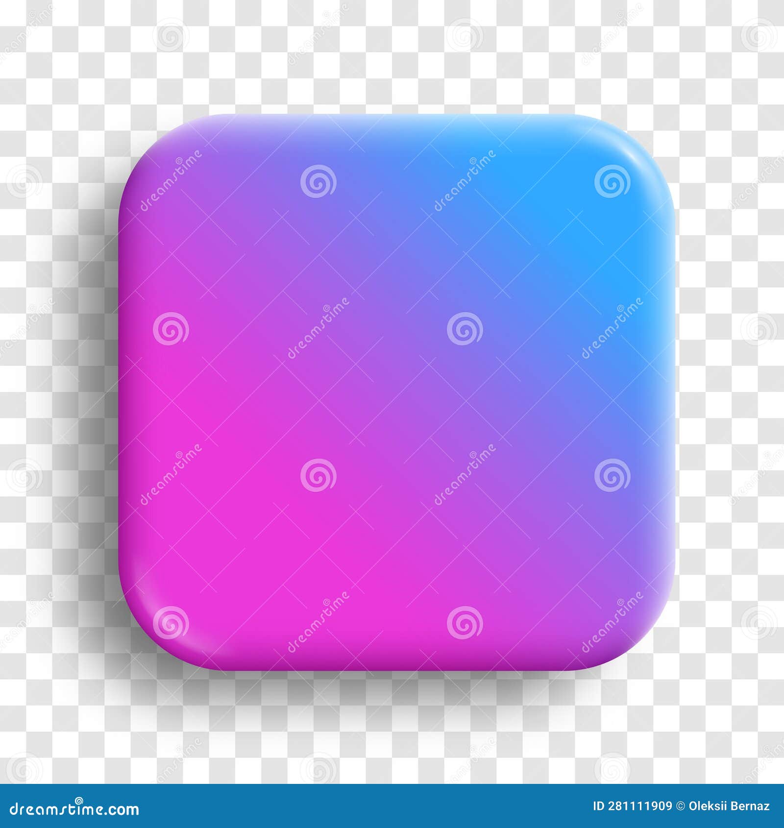 App Icon Glossy Vector Background. 3D Button with Purple Blue Neon ...