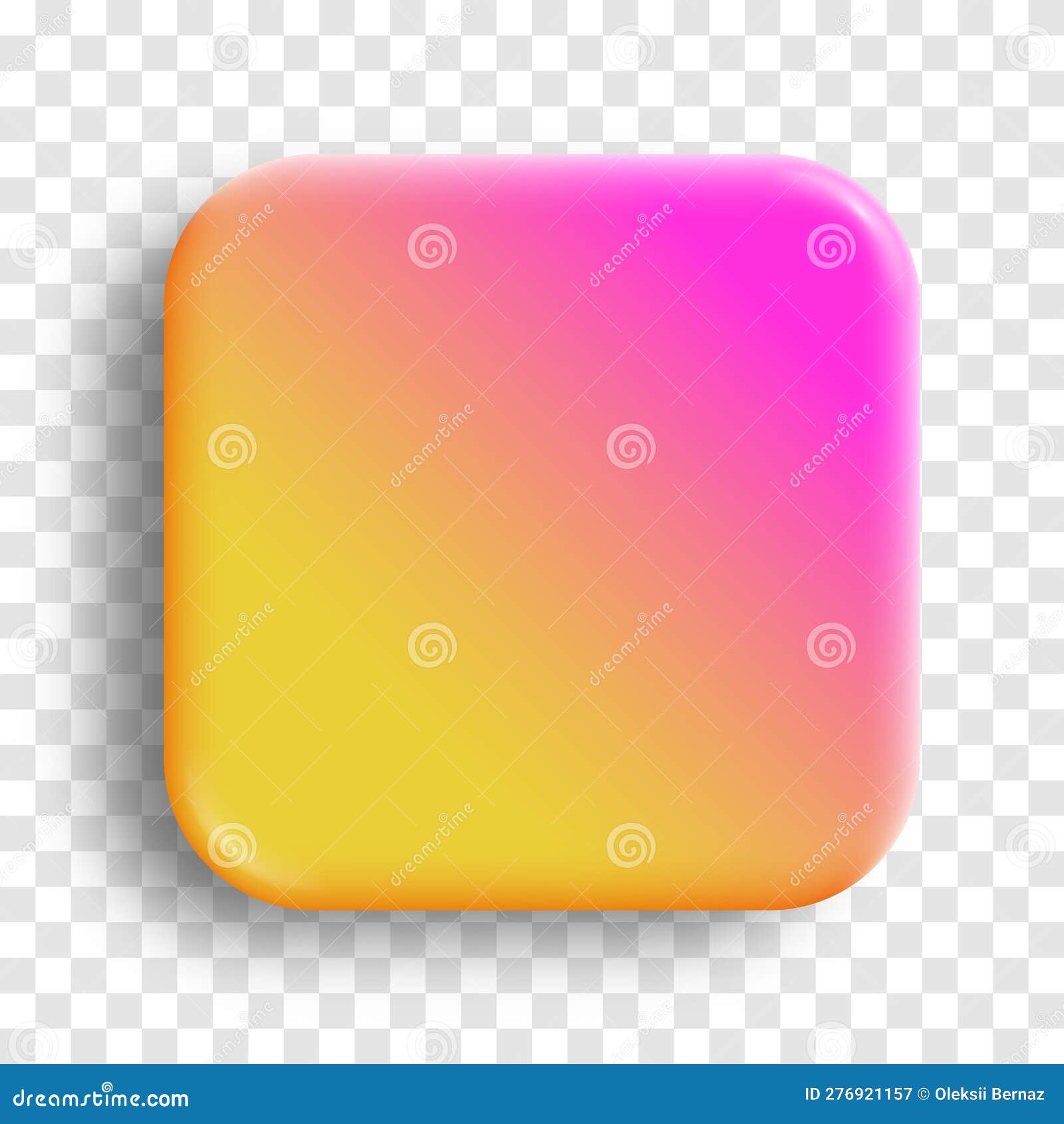 App Icon Glossy Vector Background. 3D Button with Yellow Pink Neon ...