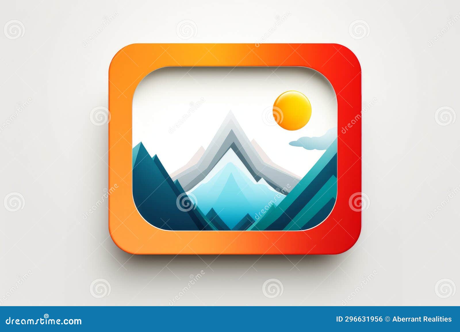 An App Icon with Mountains and Sun Stock Illustration - Illustration of ...