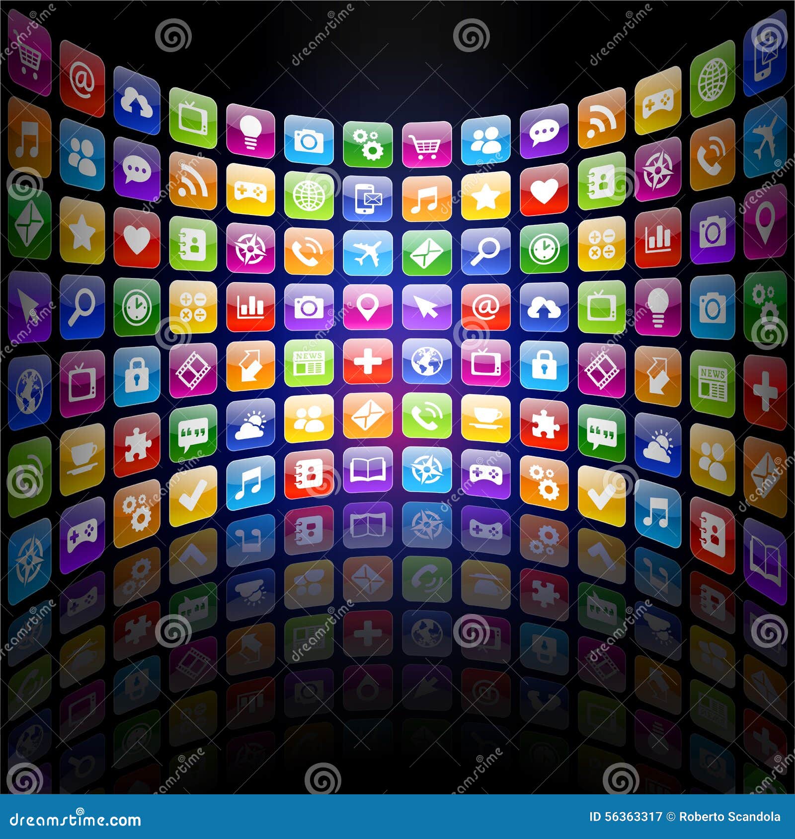 App Icons 3d Texture with Reflection Stock Vector - Illustration of ...