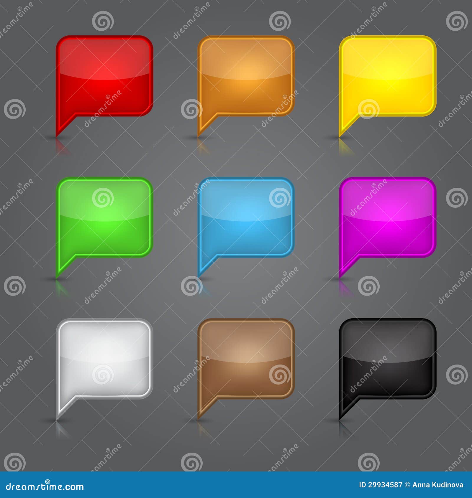 App Icons Glass Set. Glossy Empty Speech Bubble we Stock Vector ...