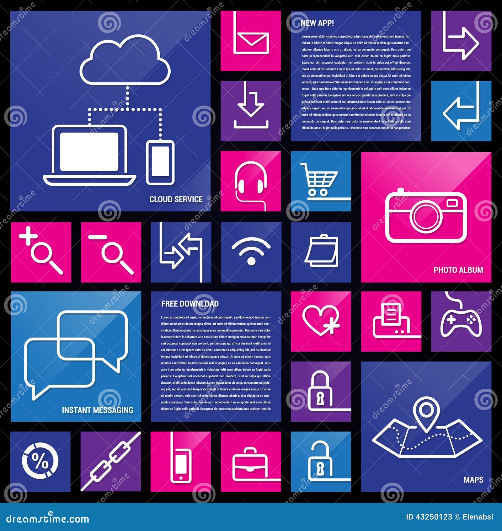 App icons stock vector. Illustration of back, earphones - 43250123