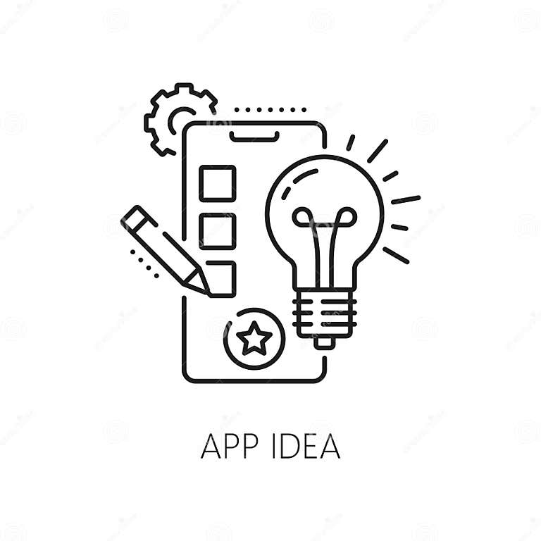 App Idea, Web App Develop and Optimization Icon Stock Vector - Illustration of light, phone ...
