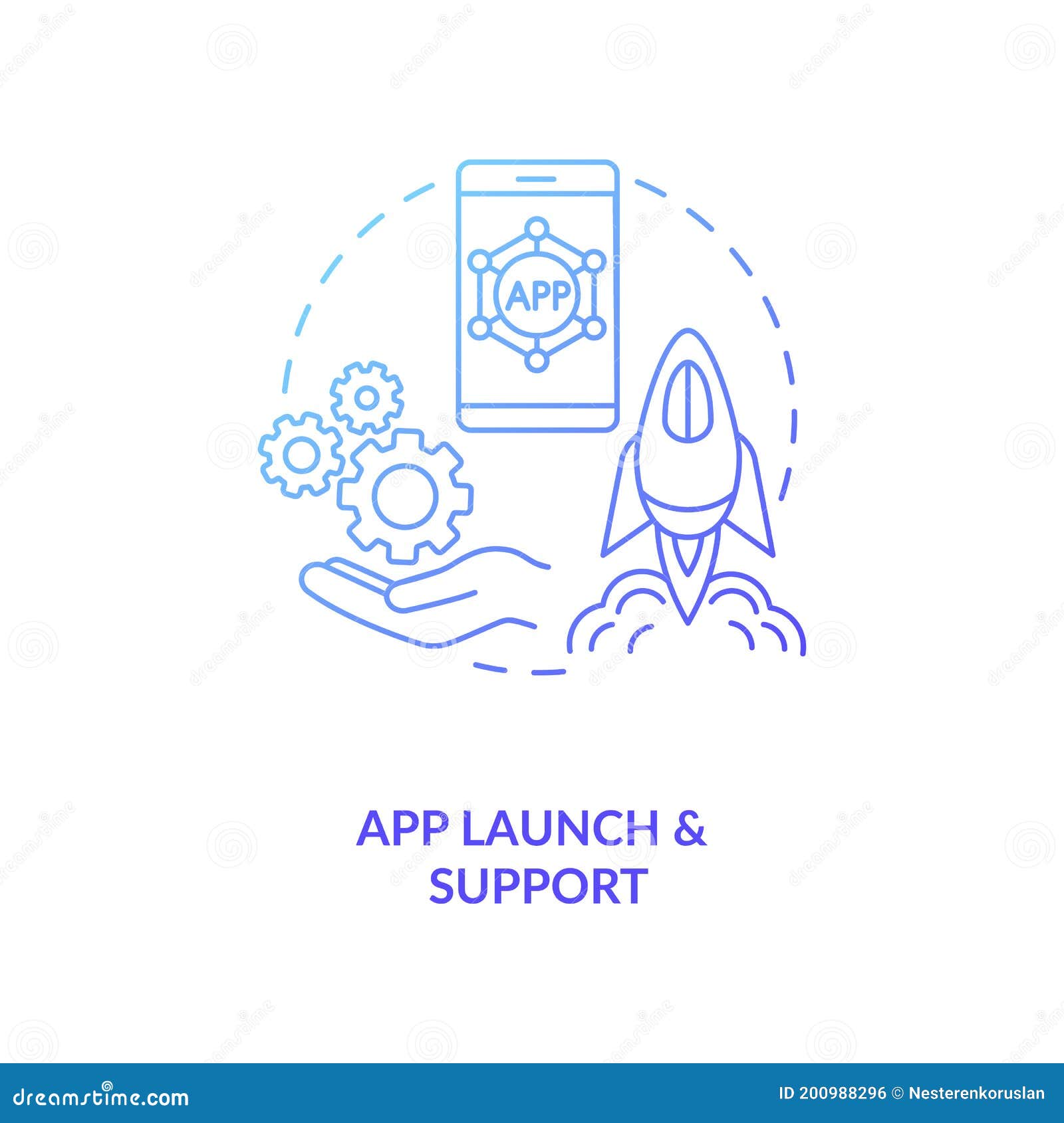 App Launch and Support Concept Icon Stock Vector - Illustration of idea ...