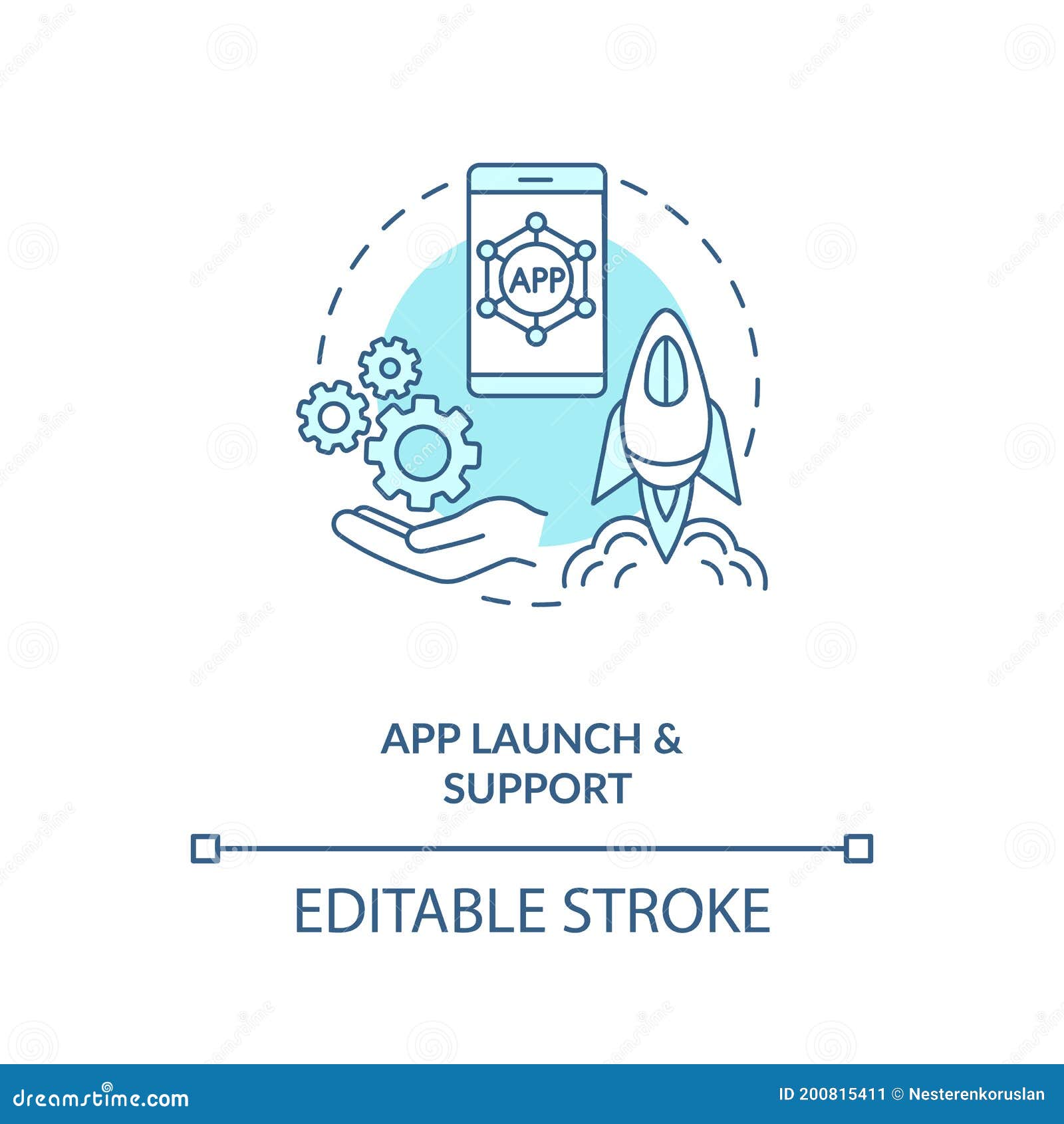 App Launch and Support Concept Icon Stock Vector - Illustration of ...