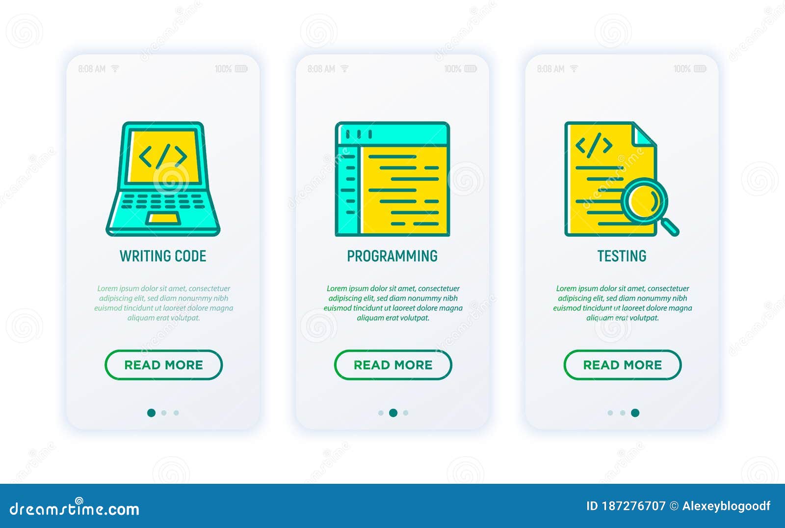 App-ontwikkelings Thin Line-pictogrammen Instellen : Het Schrijven Code ...