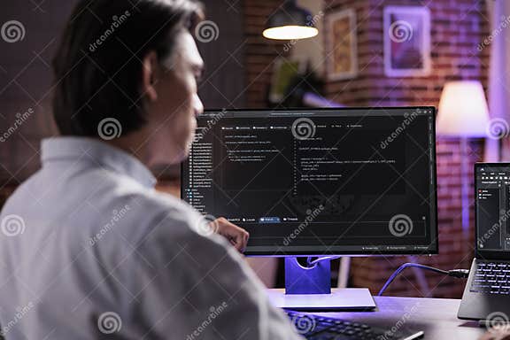 App Programmer Using Binary Code Stock Image Image Of Coding System 7211