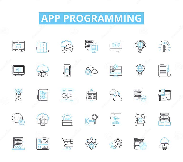 App Programming Linear Icons Set. Programming, Development, Design ...