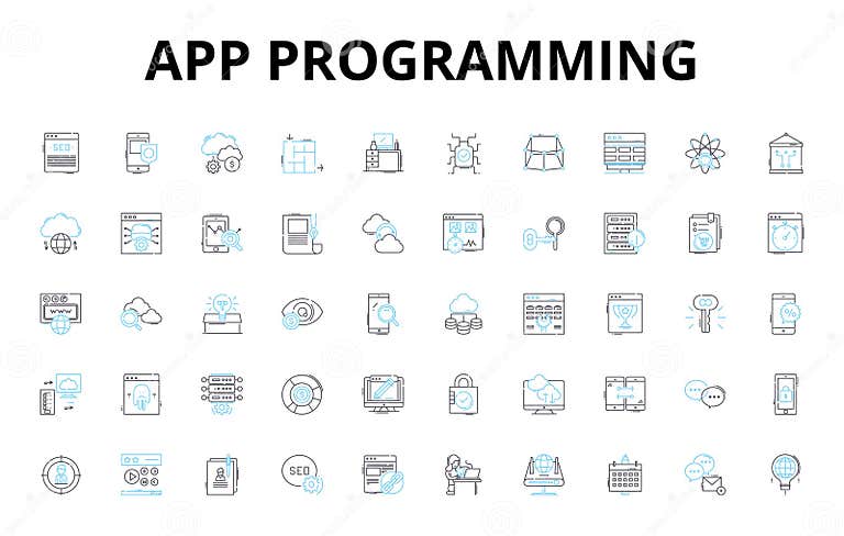 App Programming Linear Icons Set Programming Development Design