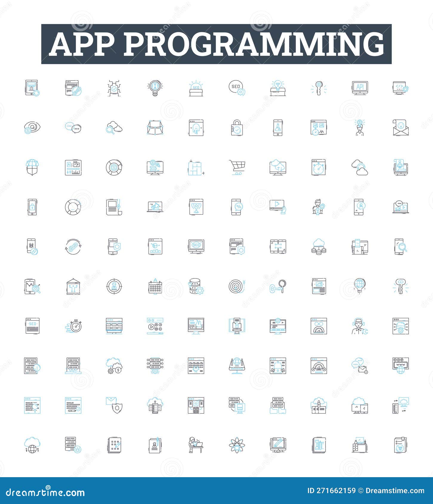 App Programming Vector Line Icons Set. App, Programming, Coding, Development, IOS, Android ...