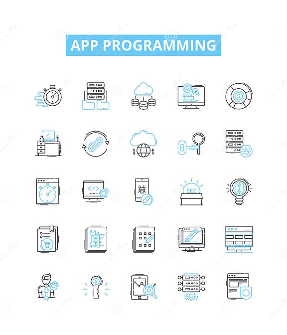App Programming Vector Line Icons Set App Programming Coding Development Ios Android