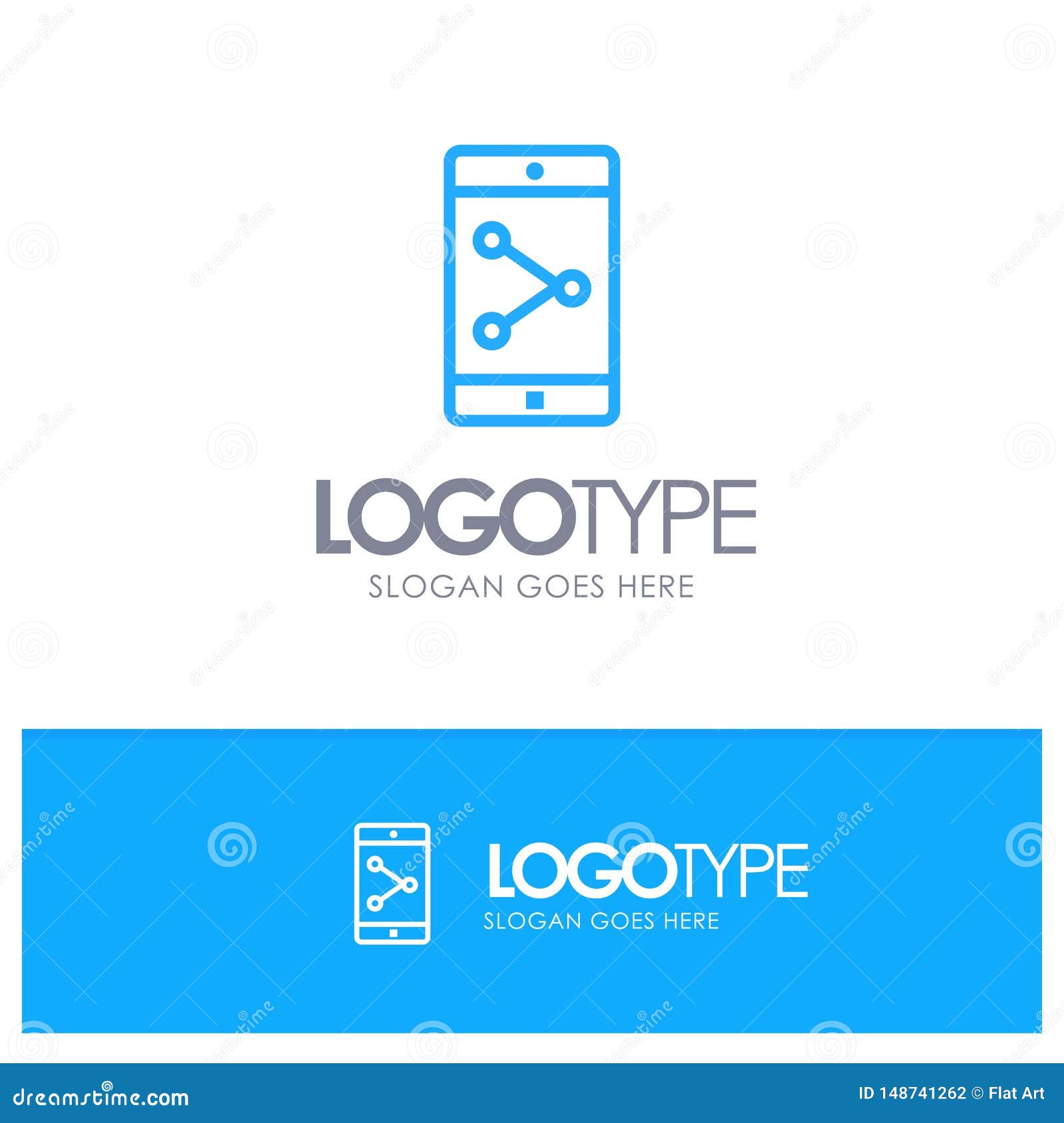 App Share, Mobile, Mobile Application Blue Outline Logo Place for ...