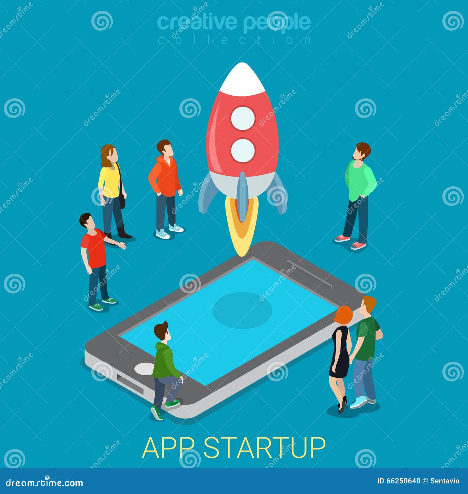 App Startup Mobile Launching Process Flat 3d Isometric Vector Stock ...