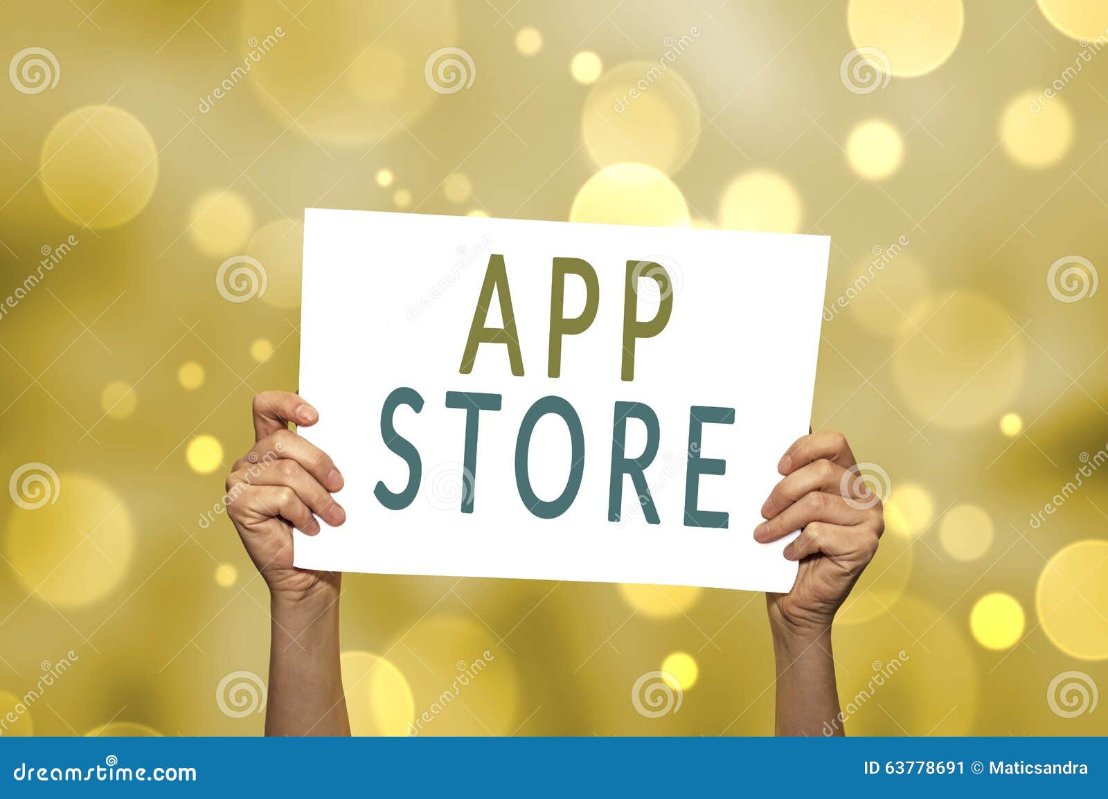 APP STORE Card in Hand with Abstract Light Background Stock Image ...
