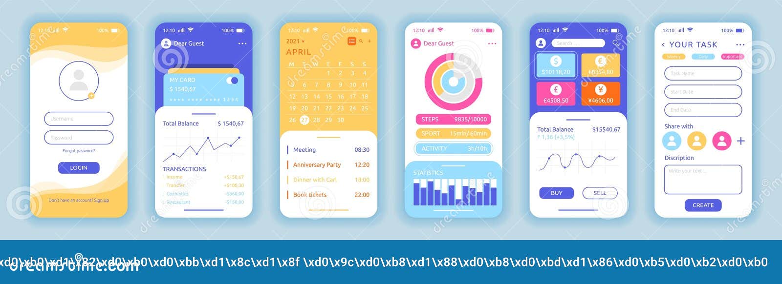 App UI. Phone Screen Interface Application. Account Login. Smartphone ...