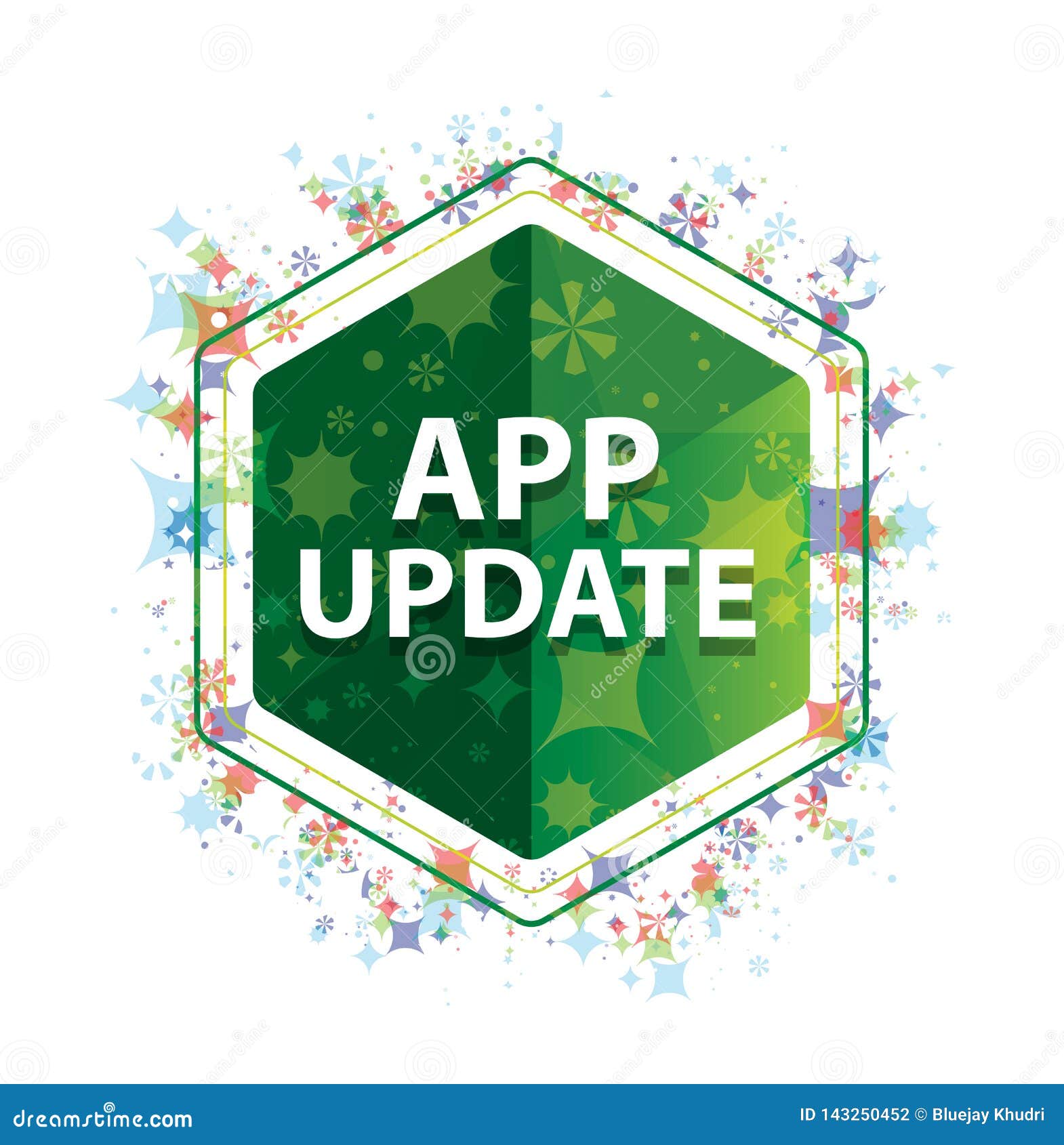 App Update Floral Plants Pattern Green Hexagon Button Stock Photo ...