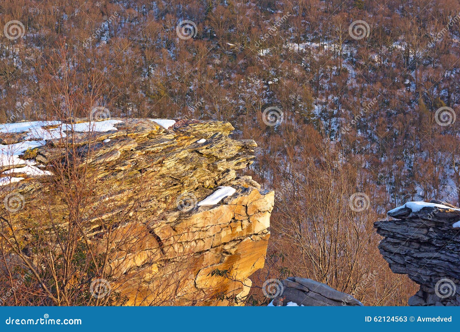 Appalachian Mountains and Forest at Sunset in Winter. Stock Image ...