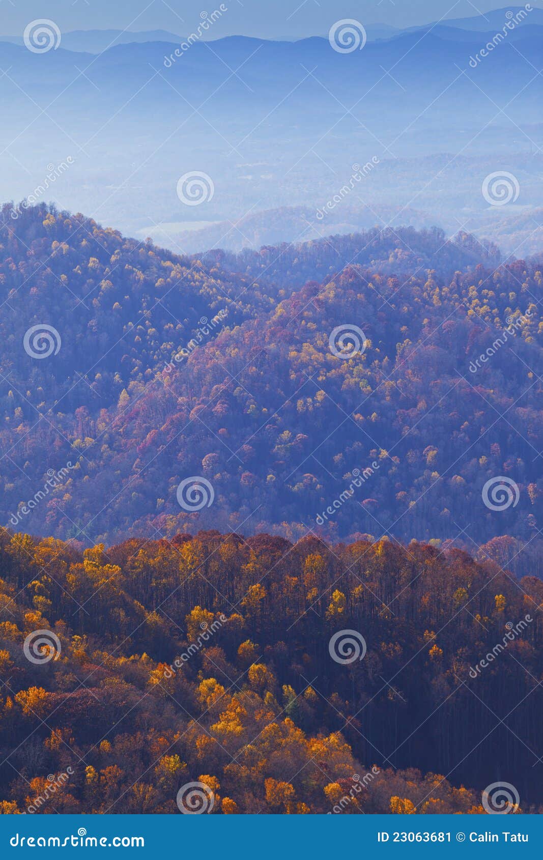 Appalachian Mountains at Sunset and Blue Mist Stock Image - Image of ...