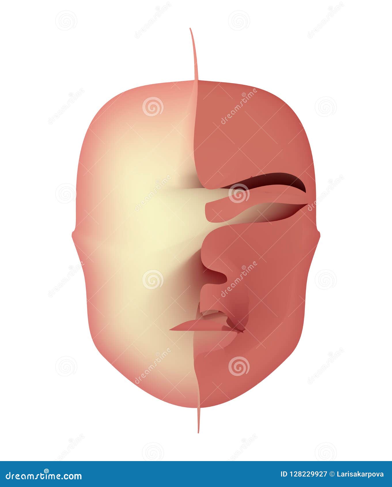 Terrible Face Of Asian Fire Demon With An Open Mouth, Sharp Fangs And A ...