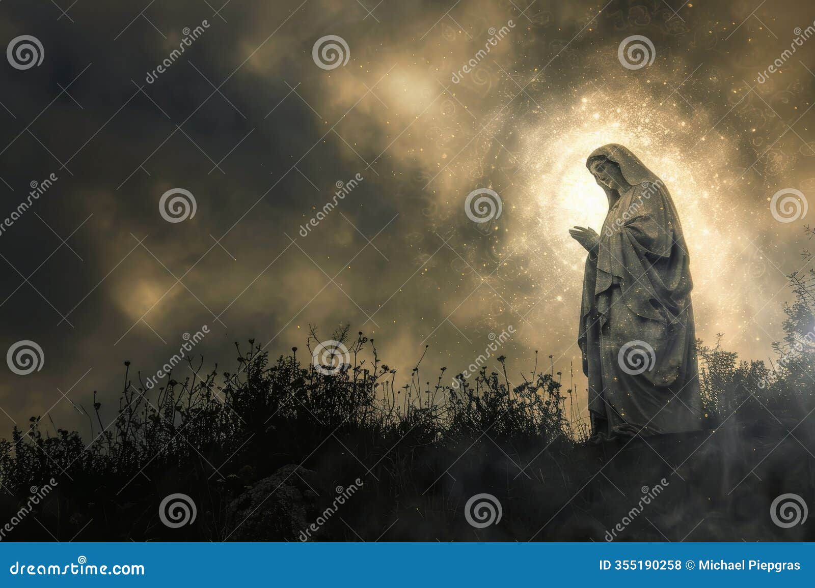 An Apparition of the Holy Virgin Mary Stock Illustration - Illustration ...