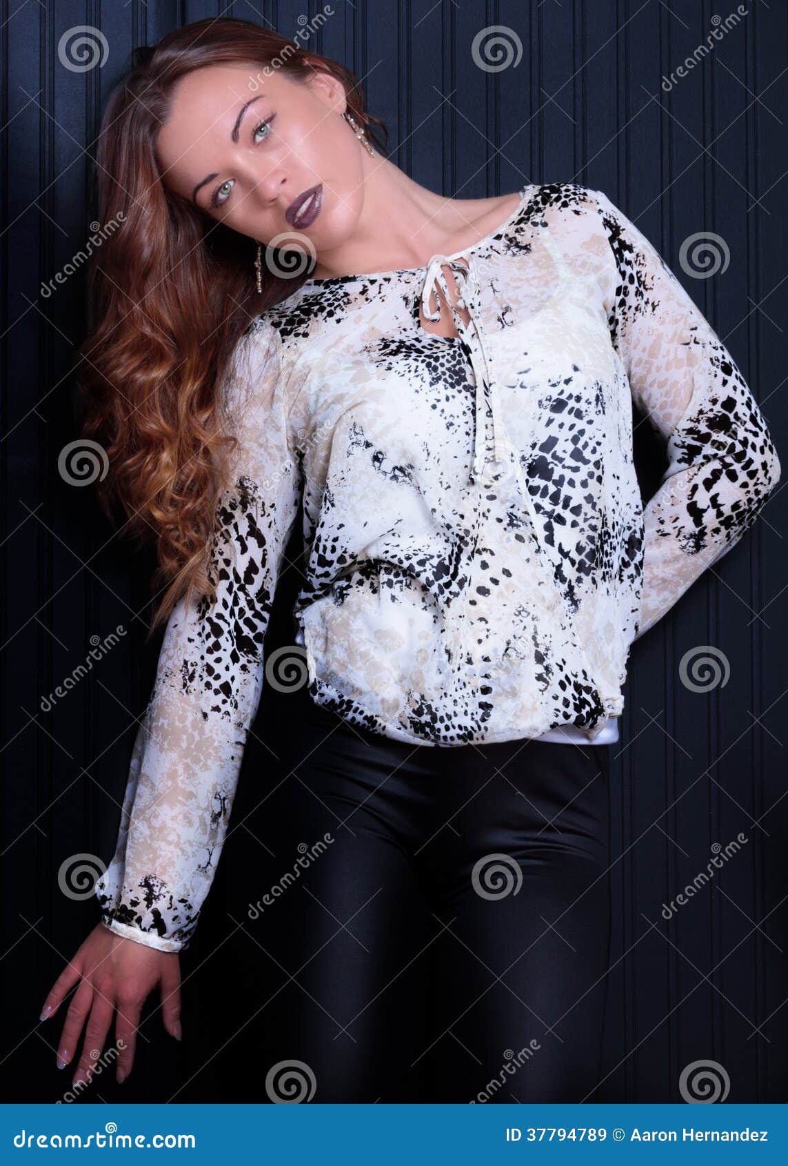 Appealing Fit Young Female Leaning on Wall Stock Image - Image of ...