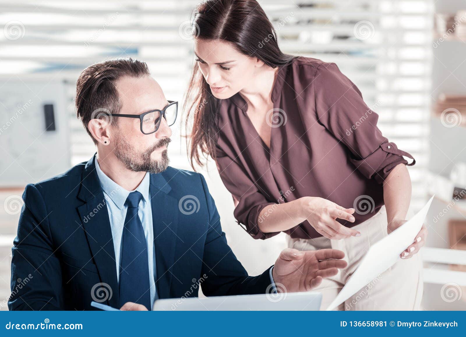 Appealing Two Colleagues Collecting Data Stock Image - Image of ...
