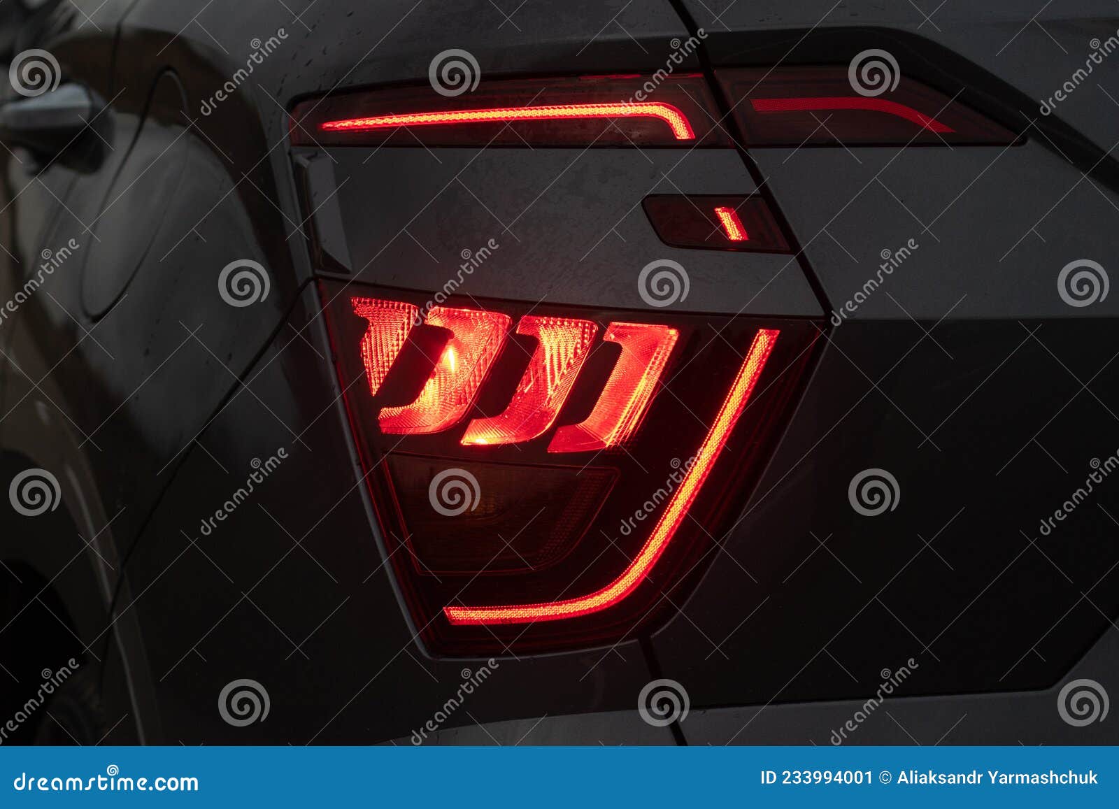 The Appearance of a New Car. Rear LED Headlights with 3D Effect Stock ...
